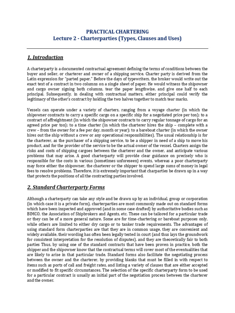 chartering | PDF | Shipping