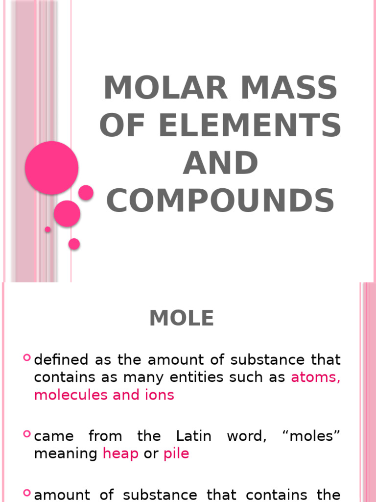 1 Molar Mass of Elements and Compounds | PDF | Mole (Unit) | Molecules