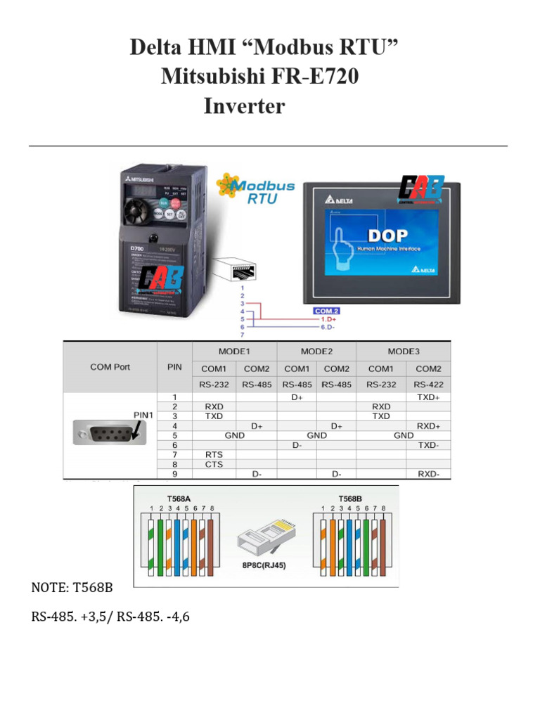 Delta HMI - Modbus RTU - With Mitsubishi VFD (FR-E720) | PDF