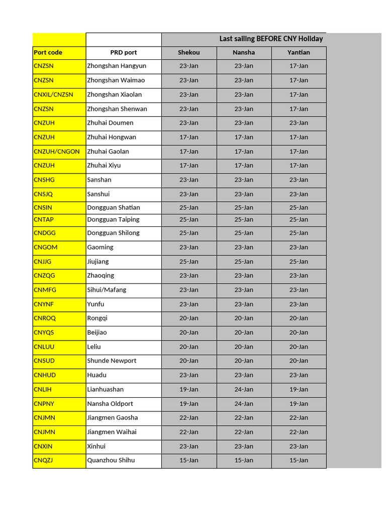 2025 CNY Holiday Inbound Feeder Schedule | PDF