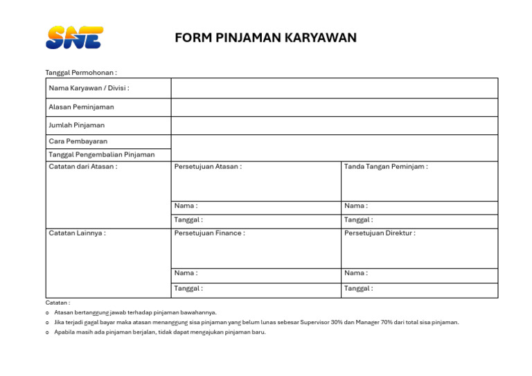 Form Pinjaman Karyawan | PDF