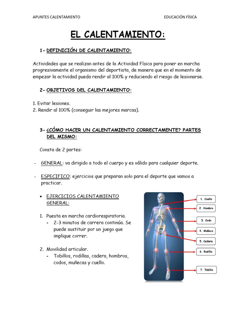 Guía de Calentamiento Deportivo | PDF