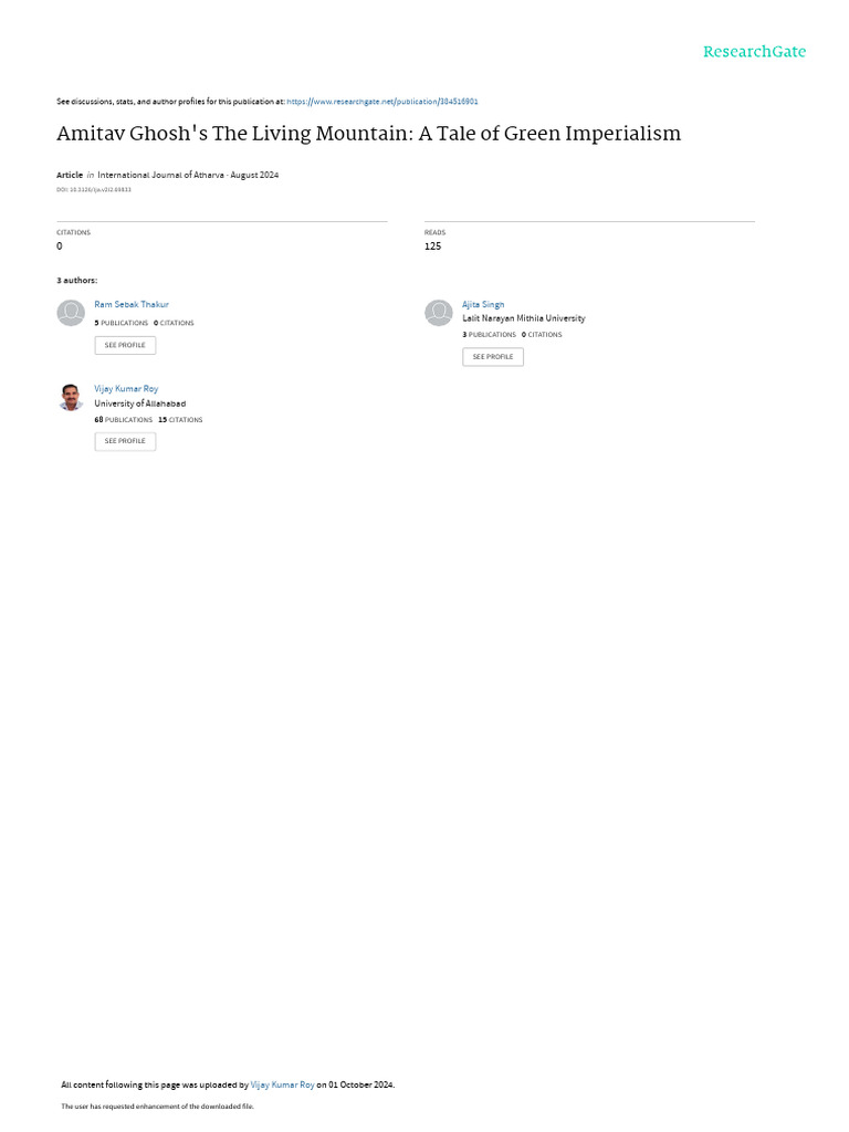 2024aug AmitavGhoshsTheLivingMountain | PDF | Imperialism | Nature