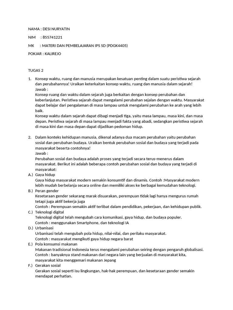 tt2 materi dan pembelajaran ips di SD | PDF