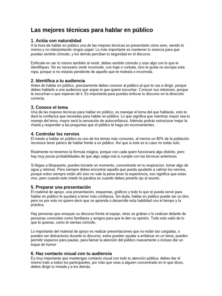 Tecnicas para Hablar en Publico | PDF | Hablar en público | Ritmo