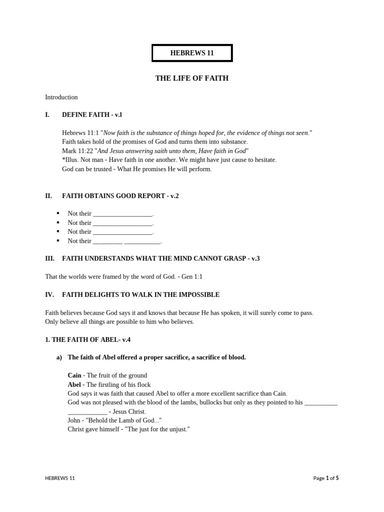Faith Lessons from Hebrews 11 | PDF | Noah | Moses