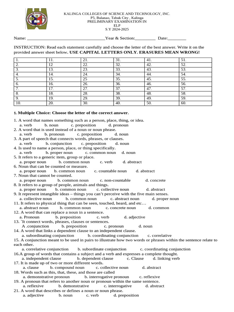 EXAM | PDF | Noun | Adjective