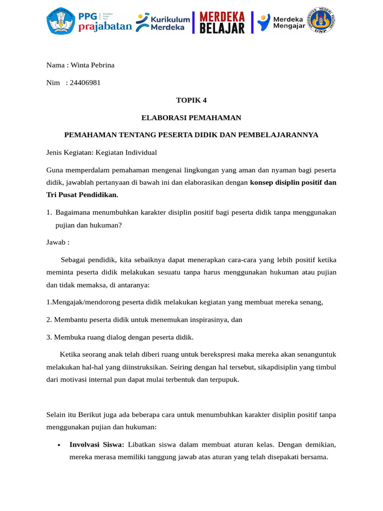 Elaborasi Pemahaman Topik 4 PPDP | PDF