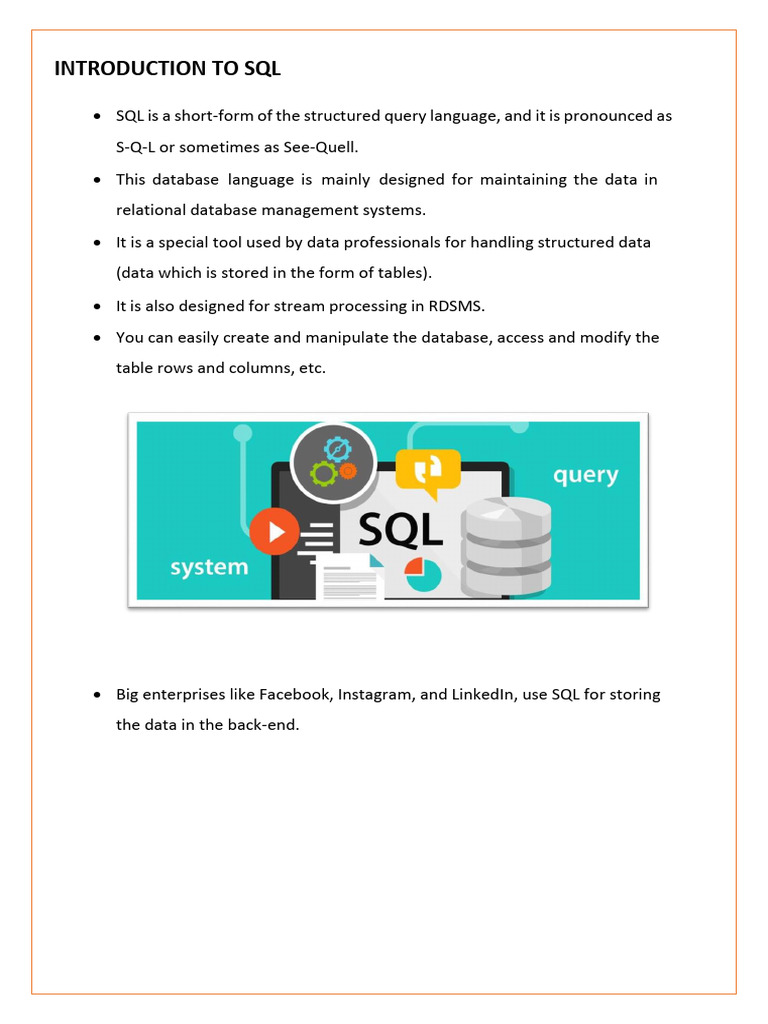 UNIT 3.1 | PDF | Sql | Databases
