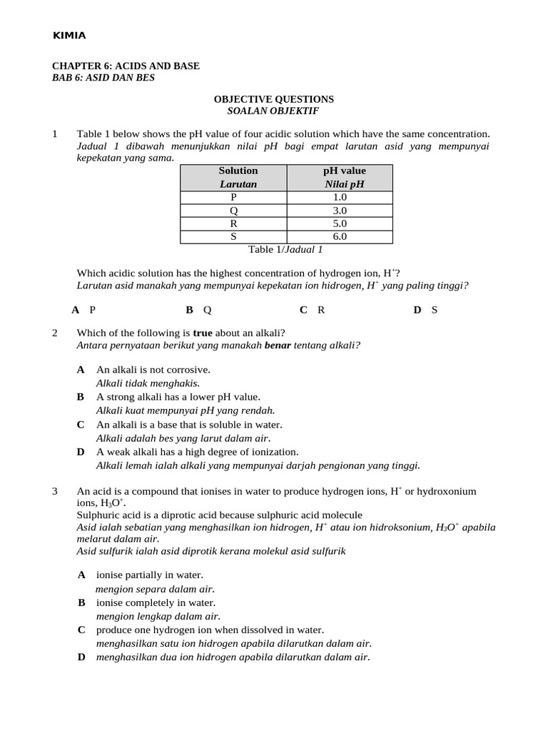 AMEER ASYRAF BIN MOHD FAISOL Moe - LATIH TUBI SOALAN BAB 6 ASID DAN BES | PDF