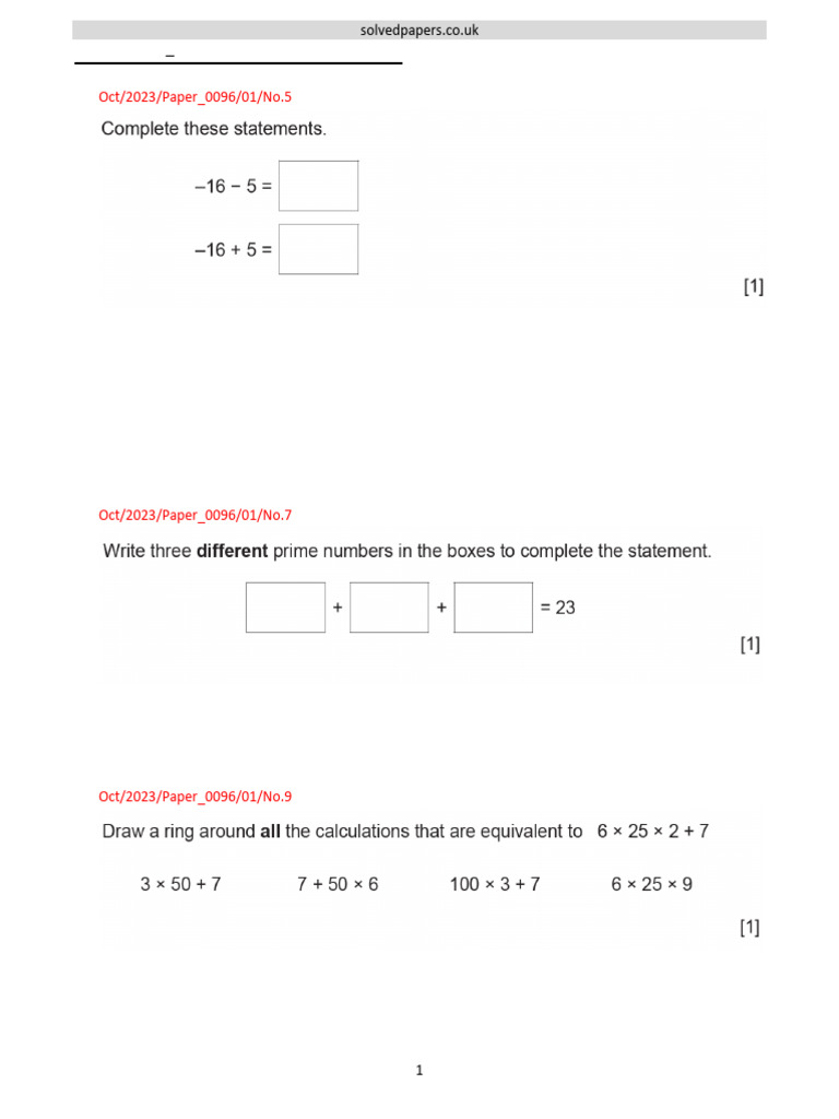2023-Calculations-Checkpoint Primary Math | PDF