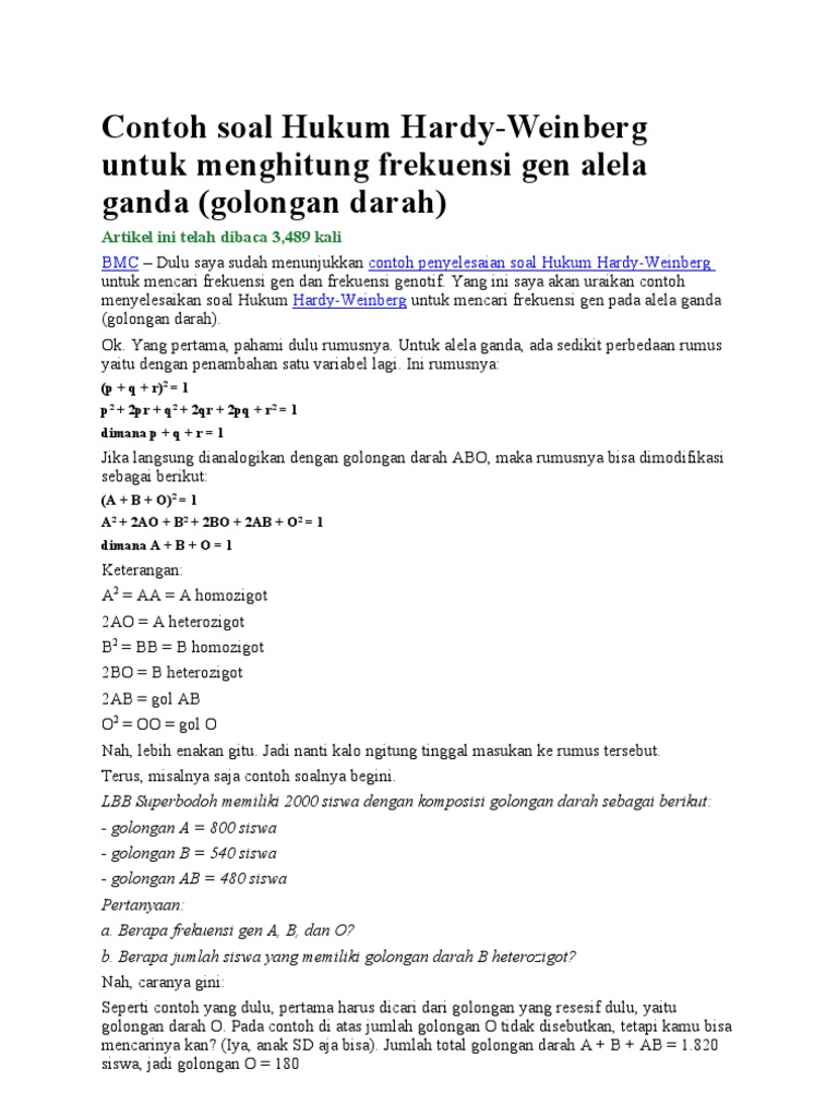 Contoh Soal Hukum Hardy | PDF