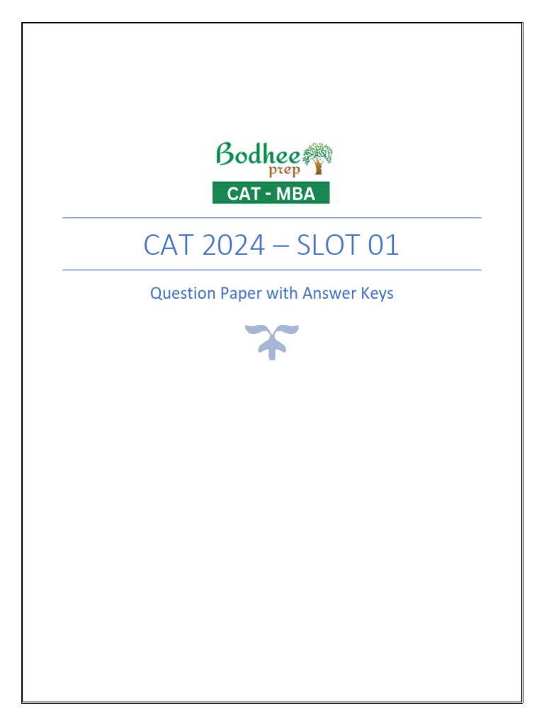 CAT 2024 Slot 01 Final With Answer Keys | PDF | Economics | Crafts