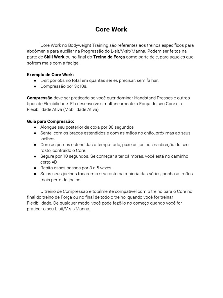 Exemplos de Core Work | PDF