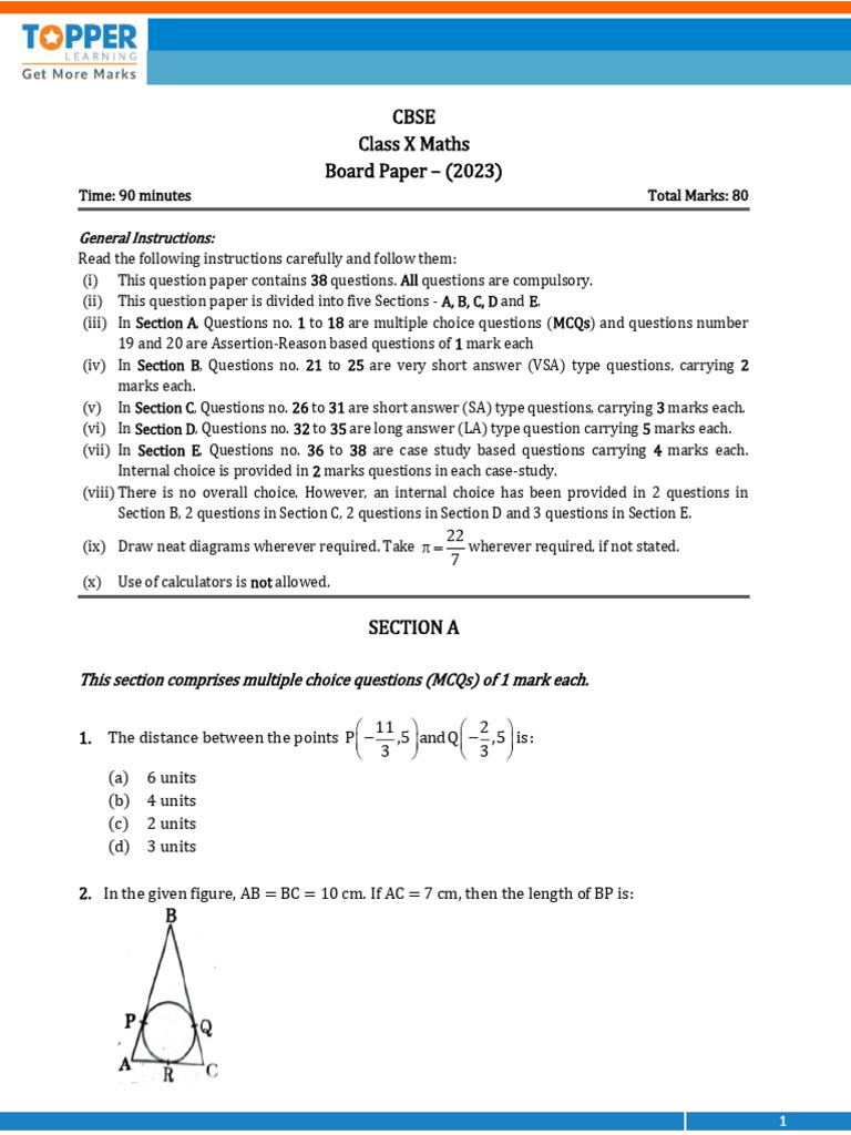 001 Maths Pyq Paper 202388888888 | PDF | Elementary Geometry | Euclidean Geometry