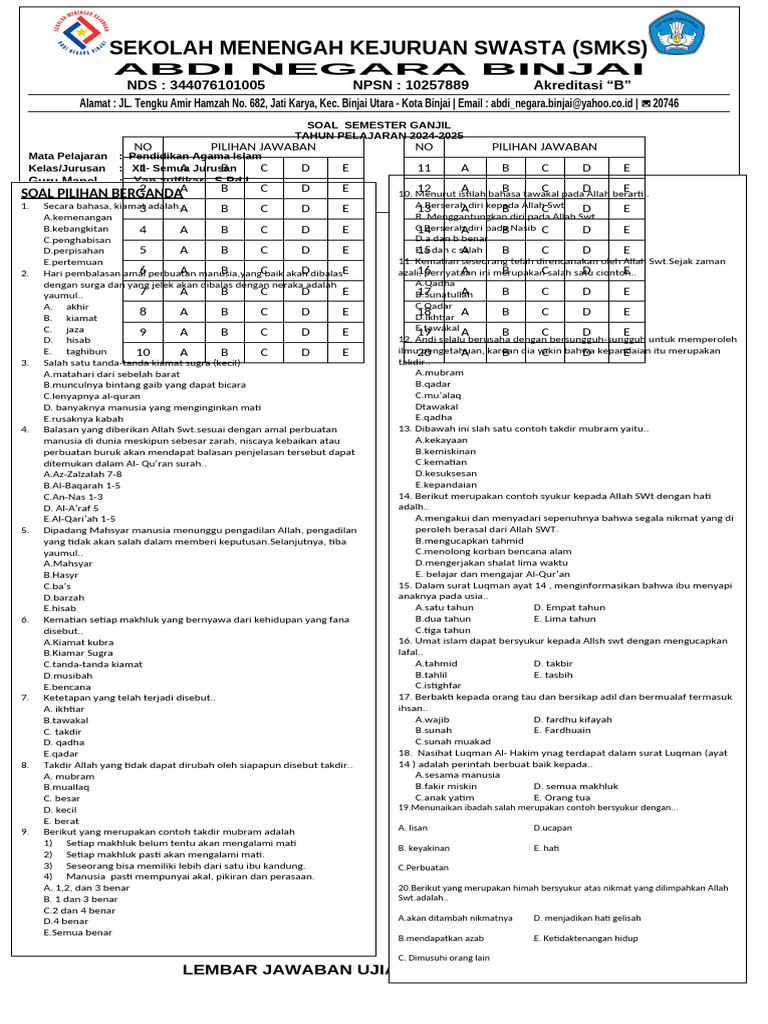FORMAT NASKAH SOALn12 Pak Yan | PDF