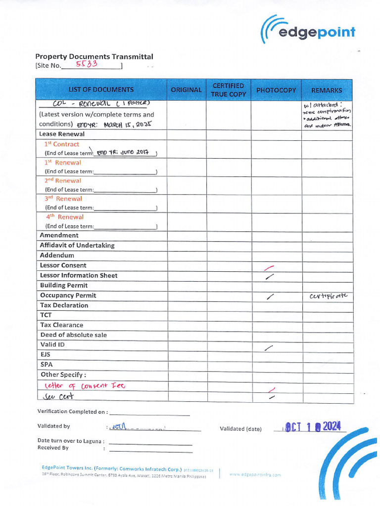 5533 - Prop Docs Transmittal | PDF