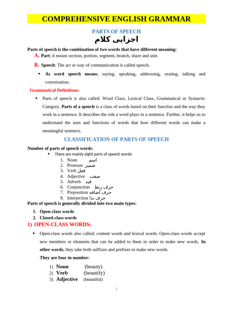 Comprehensive English Grammar Book | PDF | Part Of Speech | Word