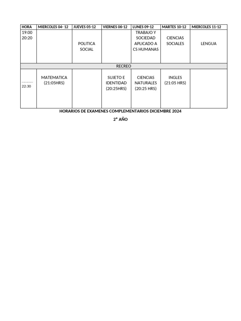 Complementarios Diciembre 2º 2024 | PDF