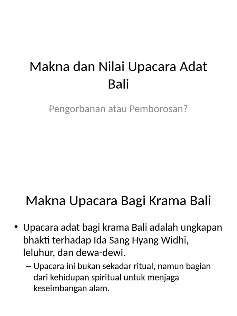 Upacara Adat Bali Presentation | PDF