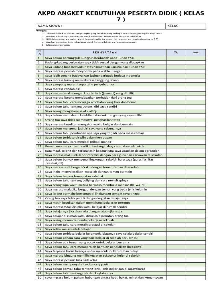 Akpd Untuk BK Kelas 7 | PDF