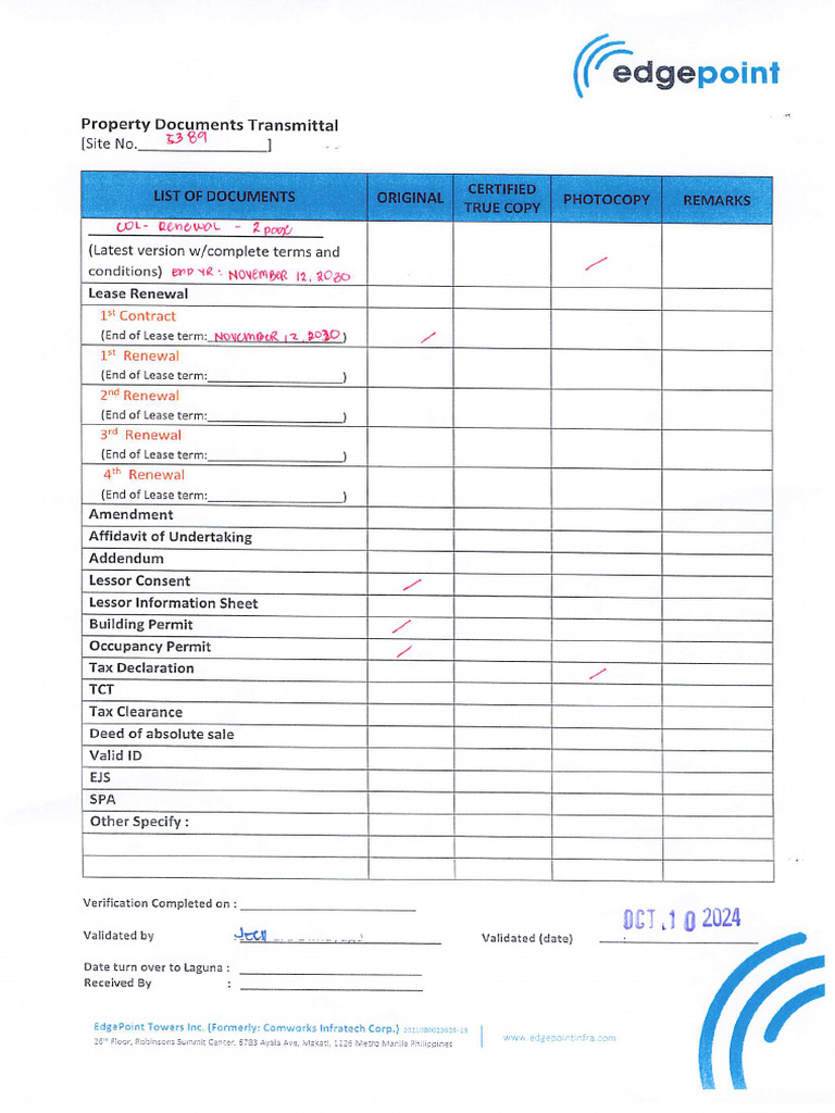 5389 - Prop Docs Transmittal | PDF