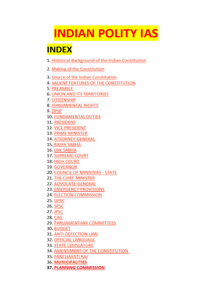 INDIAN POLITY IAS | PDF | Partition Of India | Government Of India