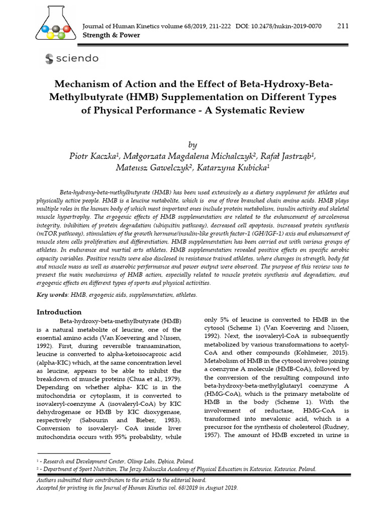 Mechanism of Action and the Effect of Beta-Hydroxy-Beta-Methylbutyrate ...