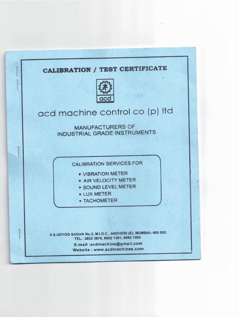 Calibration Test Certificate | PDF