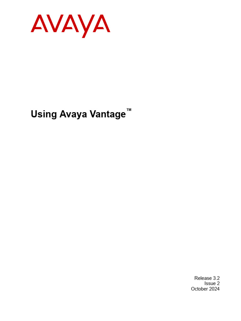 Using Avaya Vantage R3 2 October2024 | PDF | Information And ...