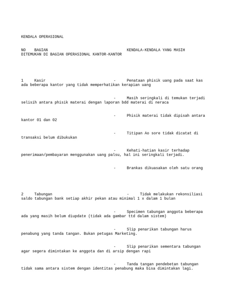 Kendala Operasional | PDF