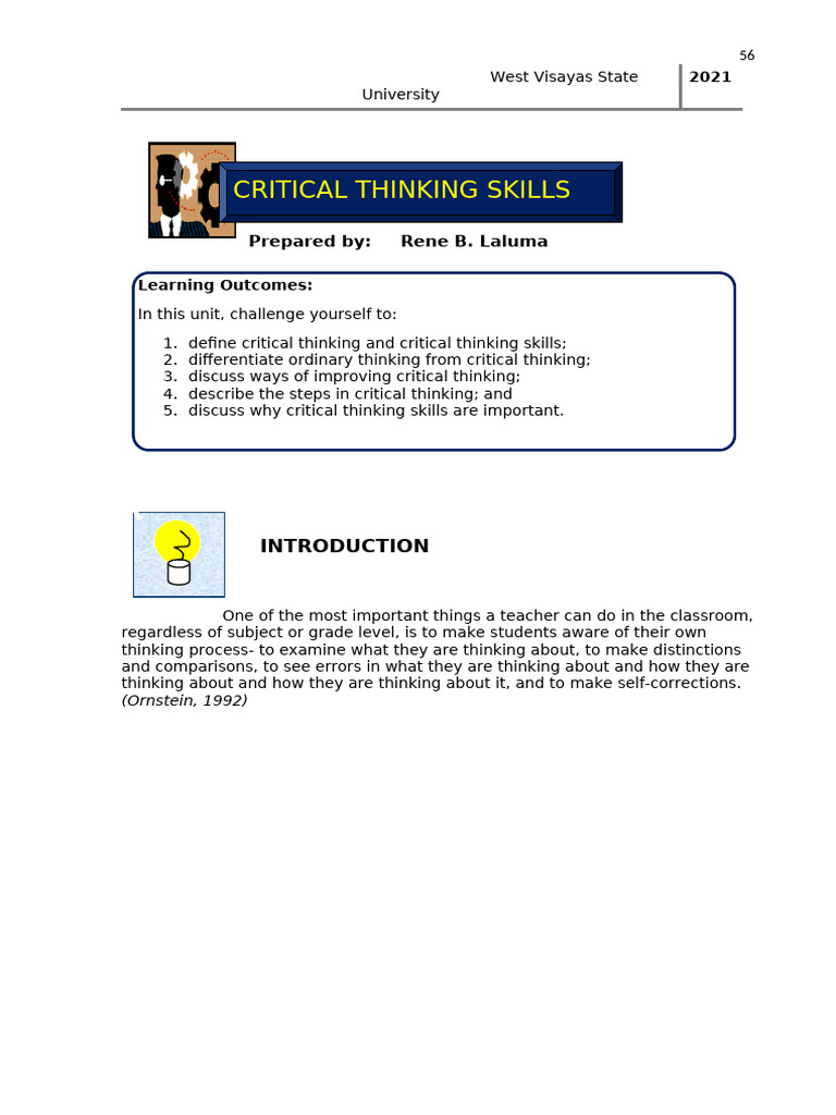 Unit 4 Critical Thinking Skills | PDF | Critical Thinking | Thought