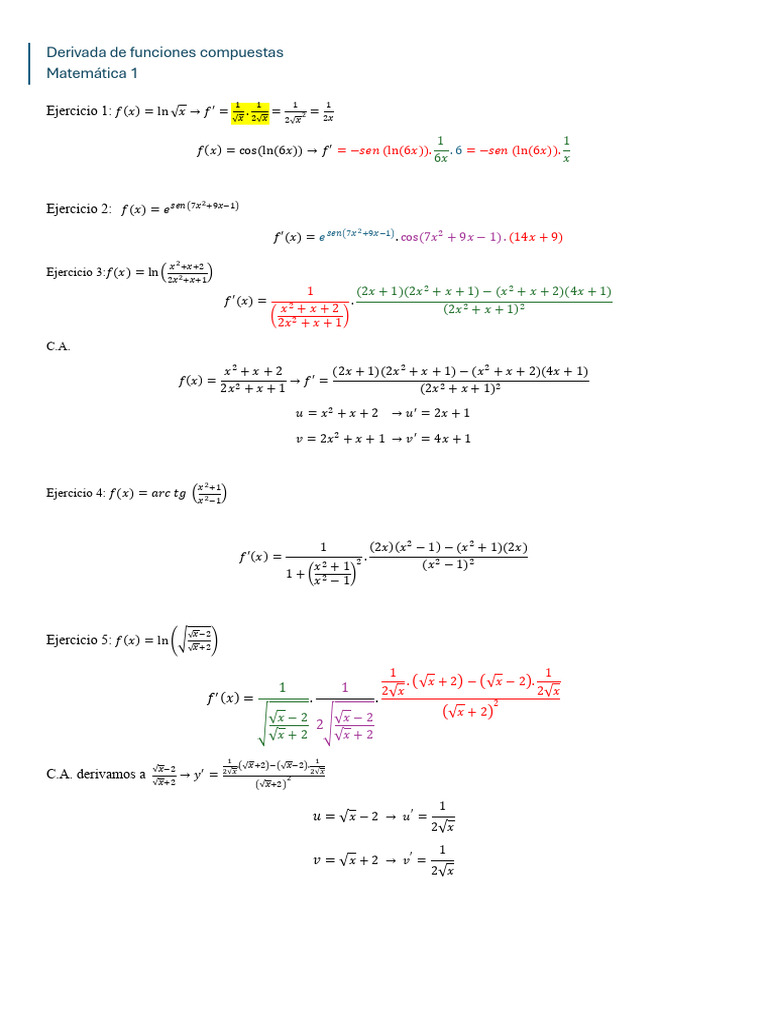 Derivada de Funciones Compuestas | PDF
