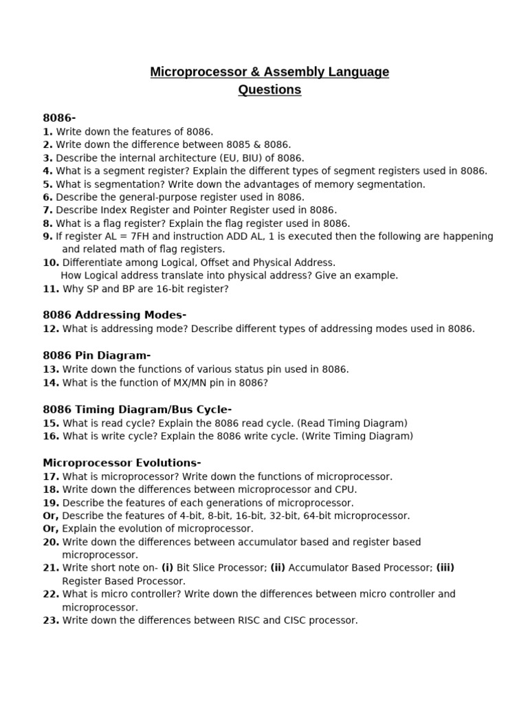 0. Questions | PDF | Assembly Language | Computer Architecture