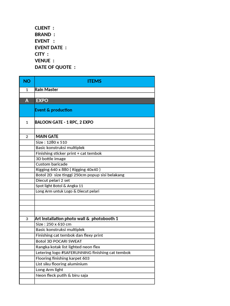 NEW Checklist & Production Schedule POCARI SWEAT EXPO 2024 (0307724) REV # | PDF