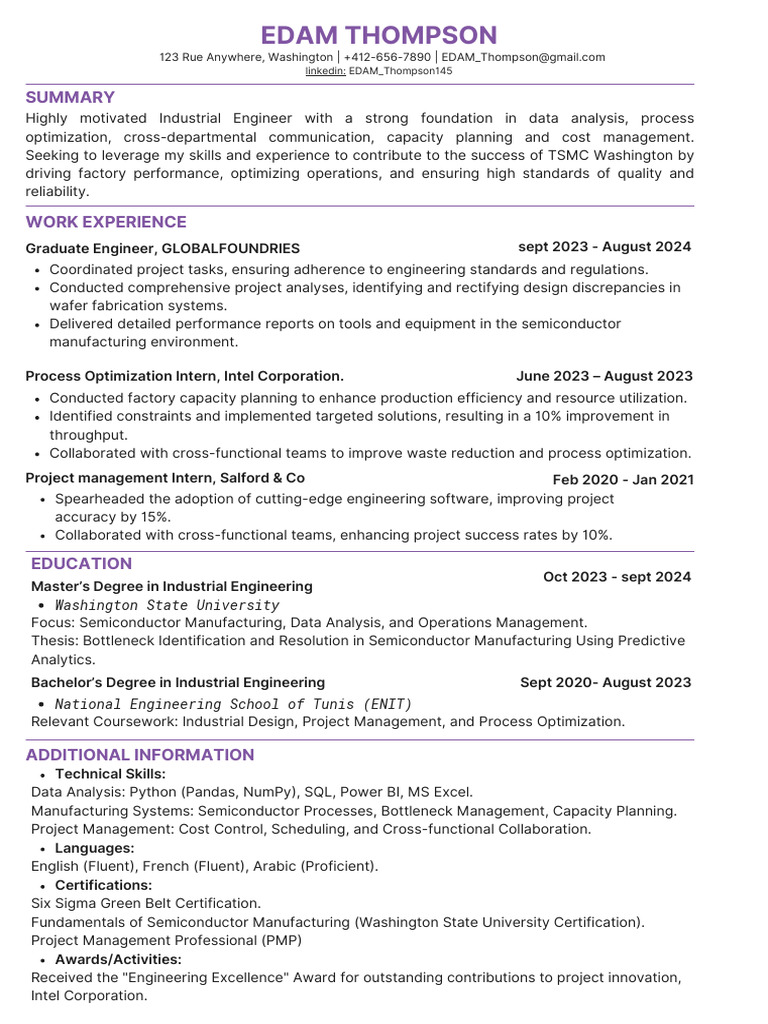 cv ang | PDF | Semiconductor Device Fabrication | Industrial Engineering