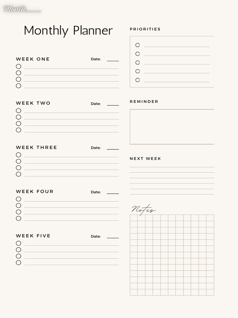 Beige Minimalist Weekly Planner | PDF