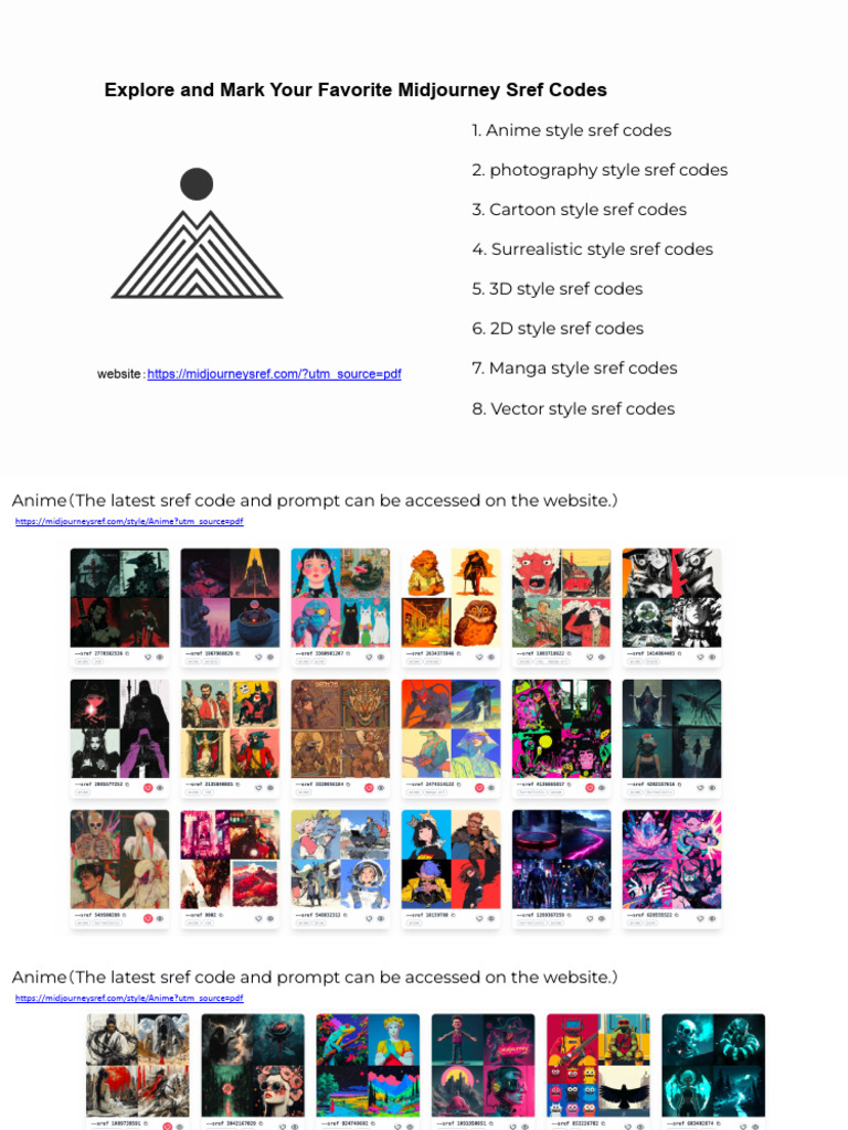 Midjourney SREF Codes and Prompt Library Lite | PDF