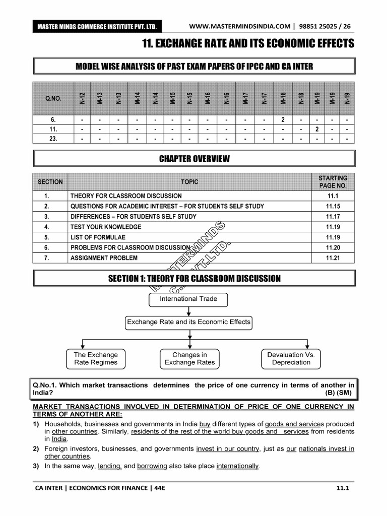 11. CA-Inter_Pre-results Crash Batch_Paper-08_Economics for Finance_44e_EXCHANGE RATE AND ITS ...