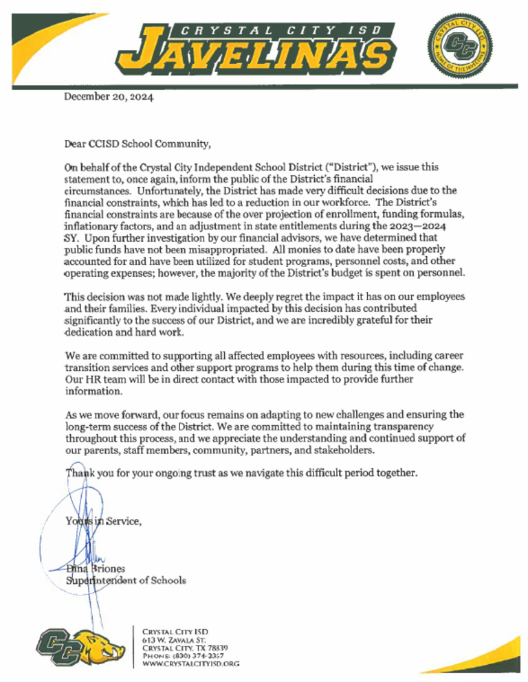 Letter To CCISD | PDF