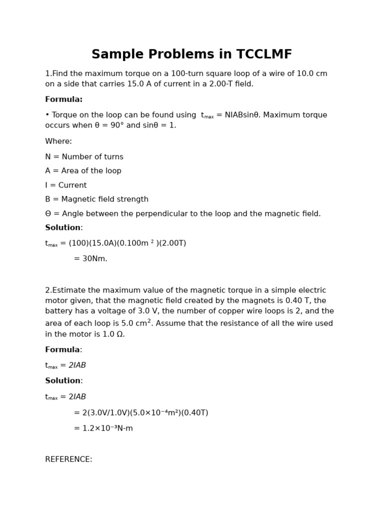 Sample Problems (TORQUE) | PDF