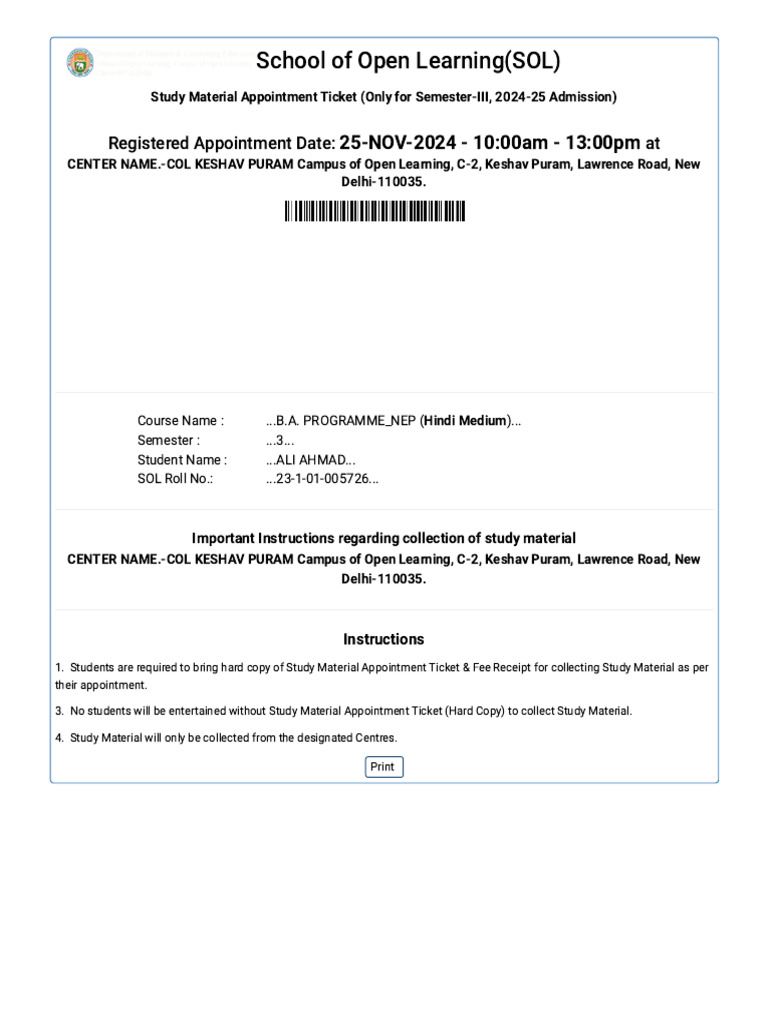 SOL Study Material Appointment | PDF