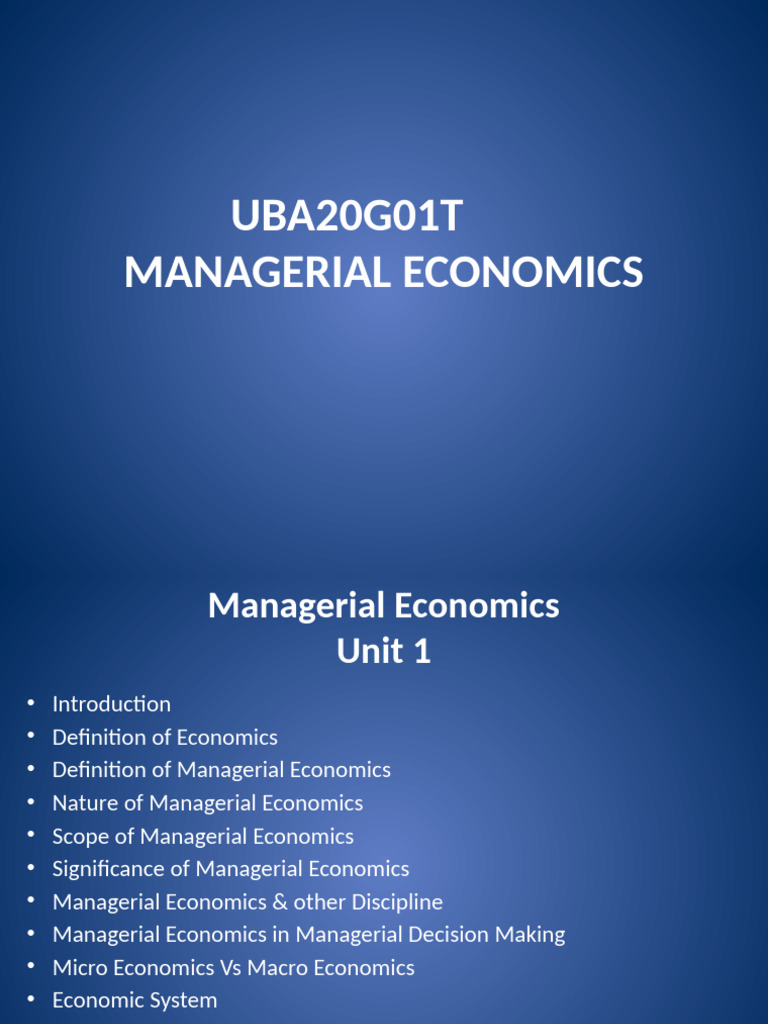 Managerial Economics Overview and Concepts | PDF | Economics | Economic ...