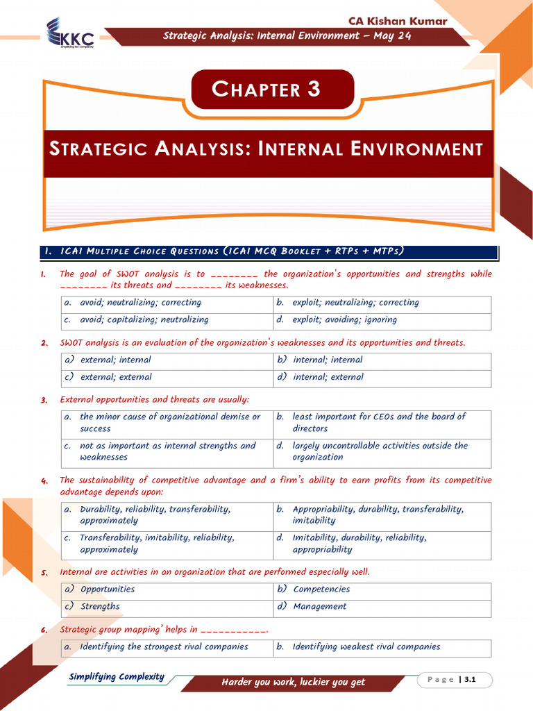 Internal Environment Strategic Analysis | PDF | Swot Analysis ...