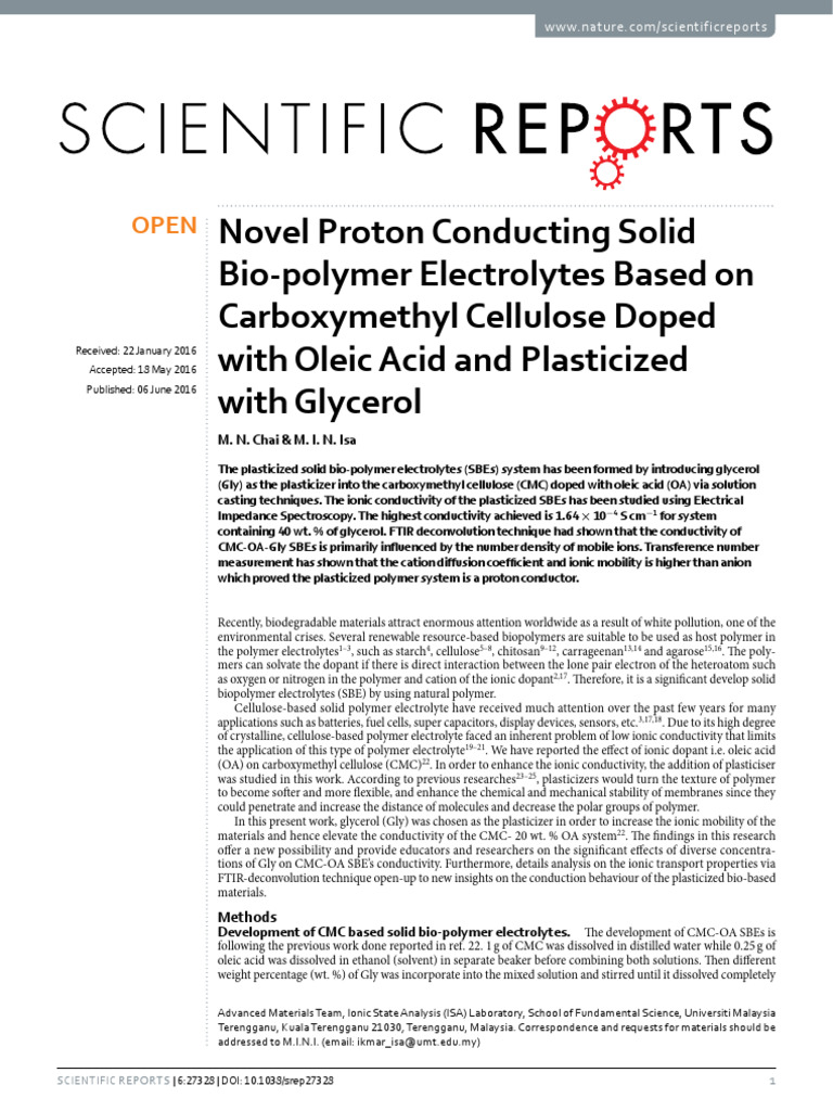 Novel Proton Conducting Solid Bio-polymer Electrolytes Based on ...