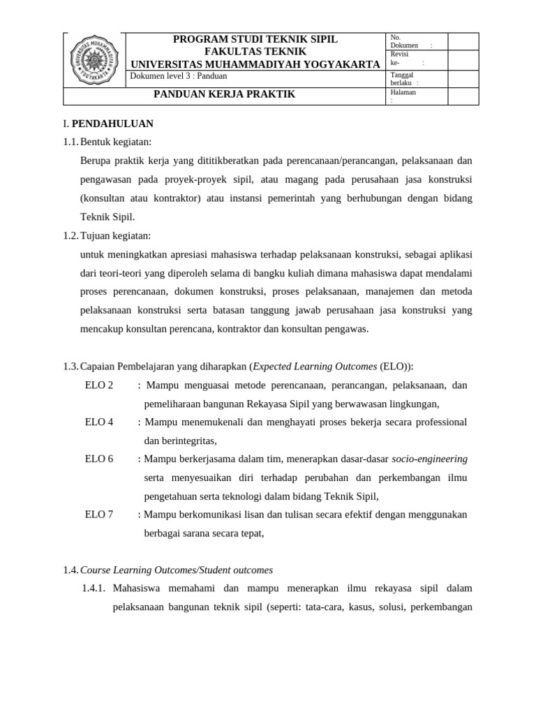 Pedoman Kp Program Studi Teknik Sipil 10-08-19 No Highlight 2 | PDF