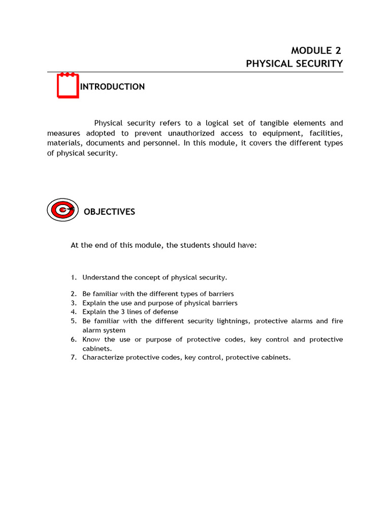 Module 2 Physical Security | PDF | Lighting | Security Alarm