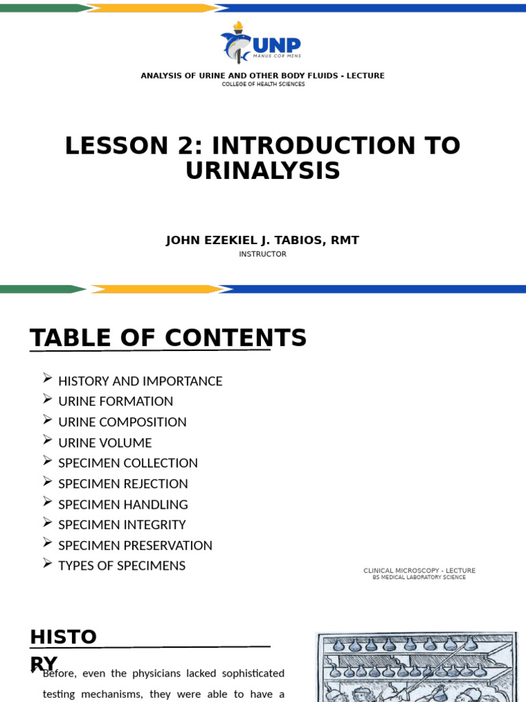 Lesson 2 Introduction To Urinalysis | PDF | Urine | Kidney