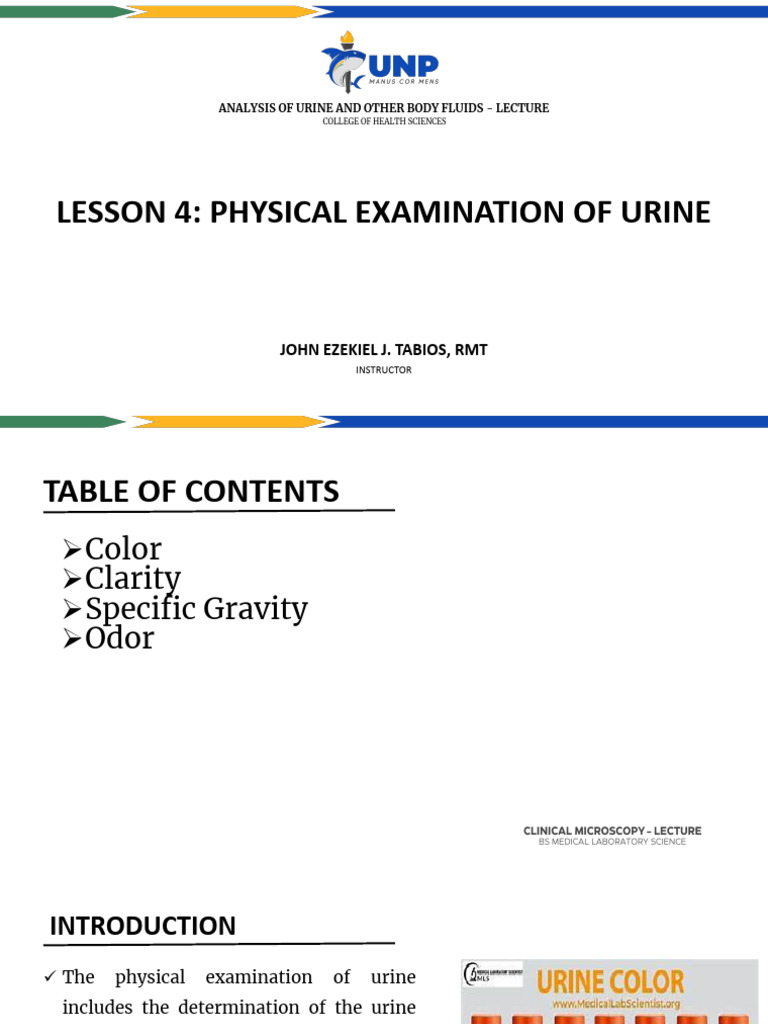 LESSON-4-PHYSICAL-EXAMINATION-OF-URINE | PDF | Urine