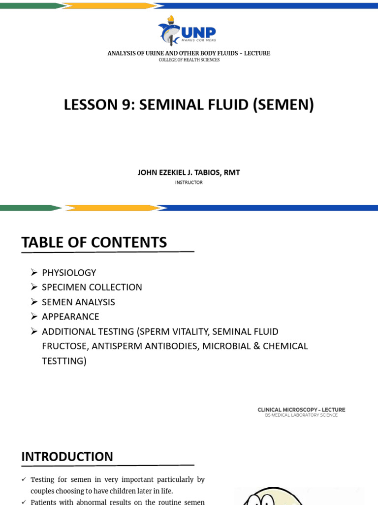 Lesson 9 Seminal Fluid Semen | PDF